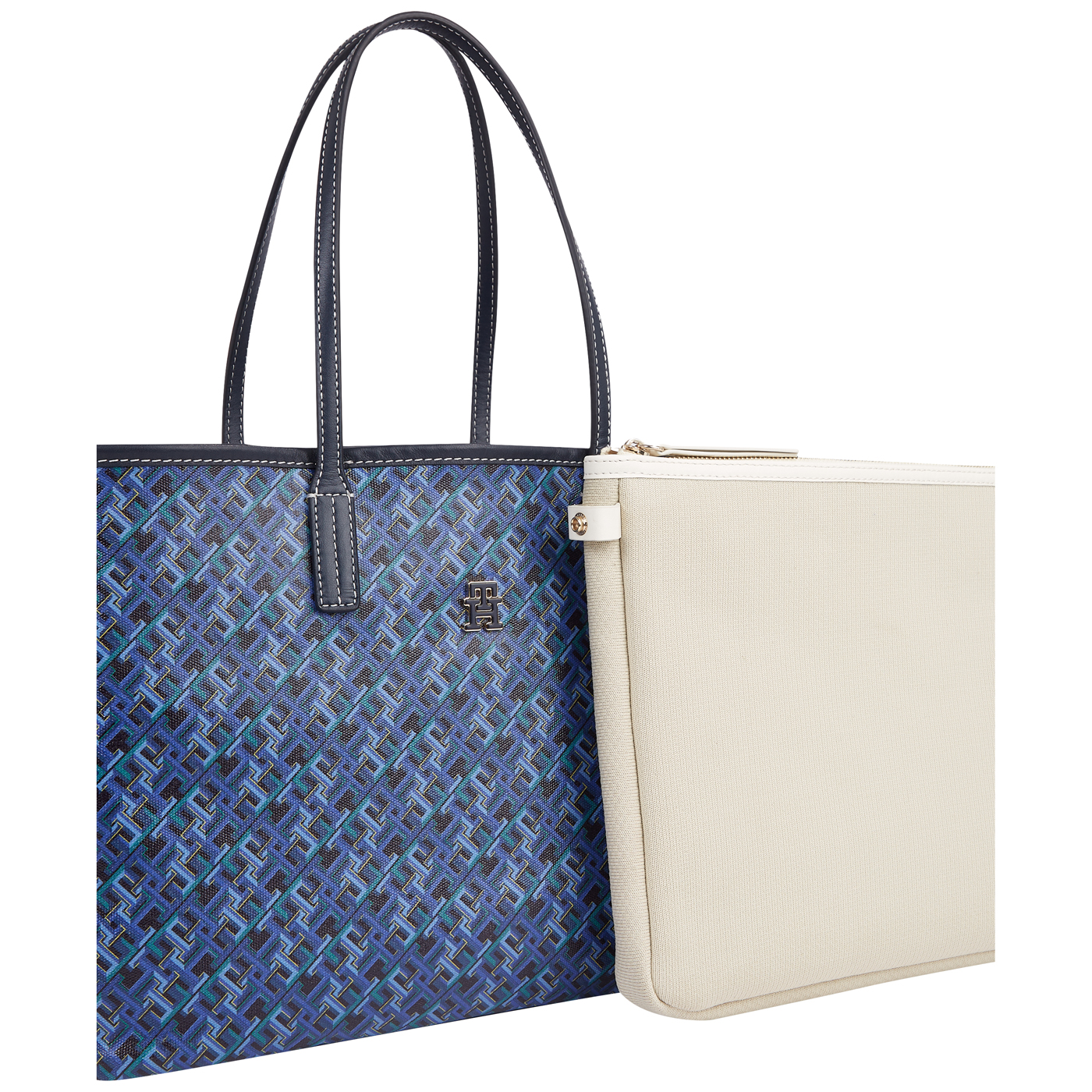 Tommy Hilfiger Shopper TH Monoplay Leather Tote Mono space blue | Koffer-to-go